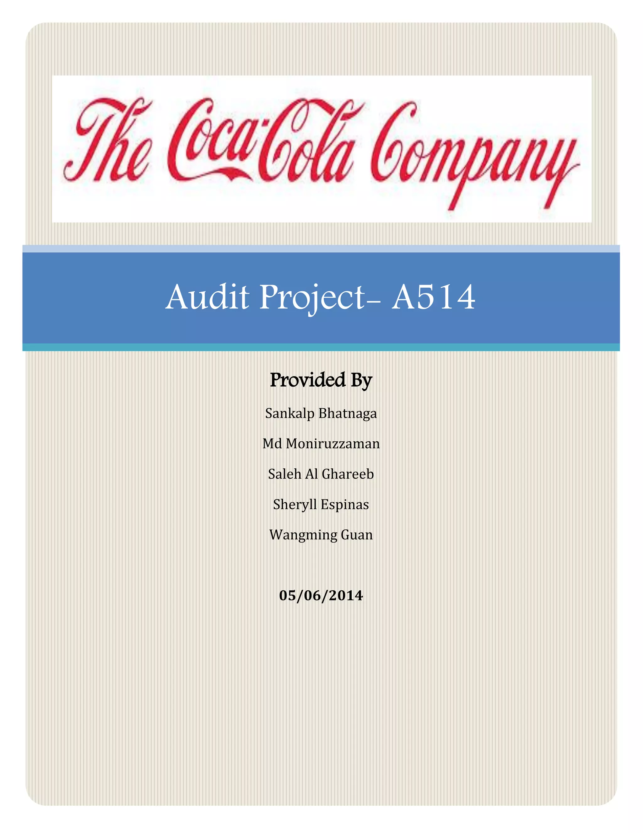 Audit Risk Analysis of the Coca-Cola Company | PDF