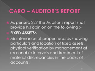 Audit report and caro 2003 | PPTX