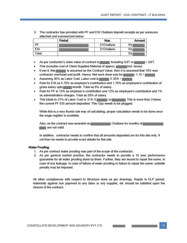 Civil Contract - Audit report | PDF