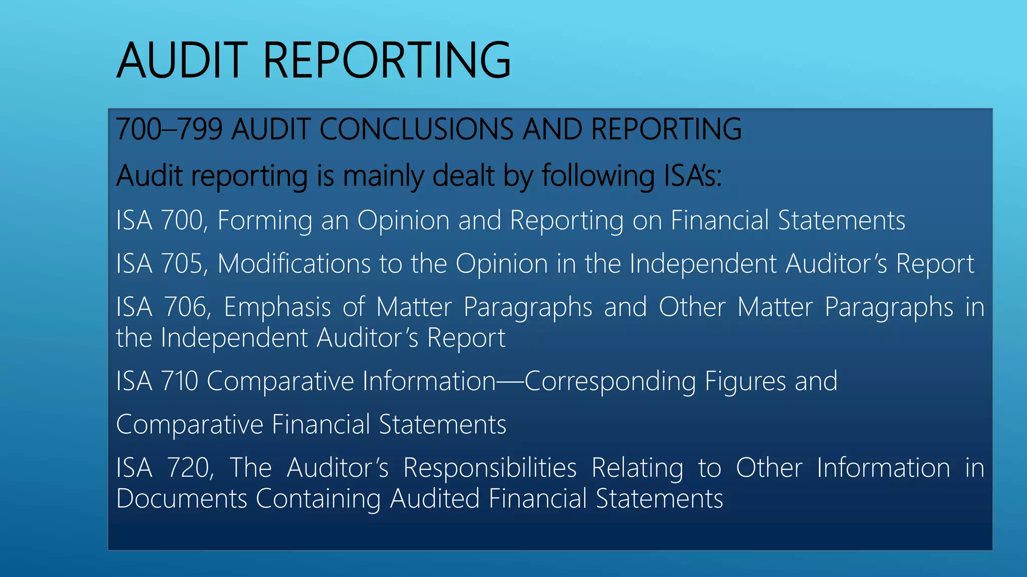 Audit reporting ISA 700 | PPTX