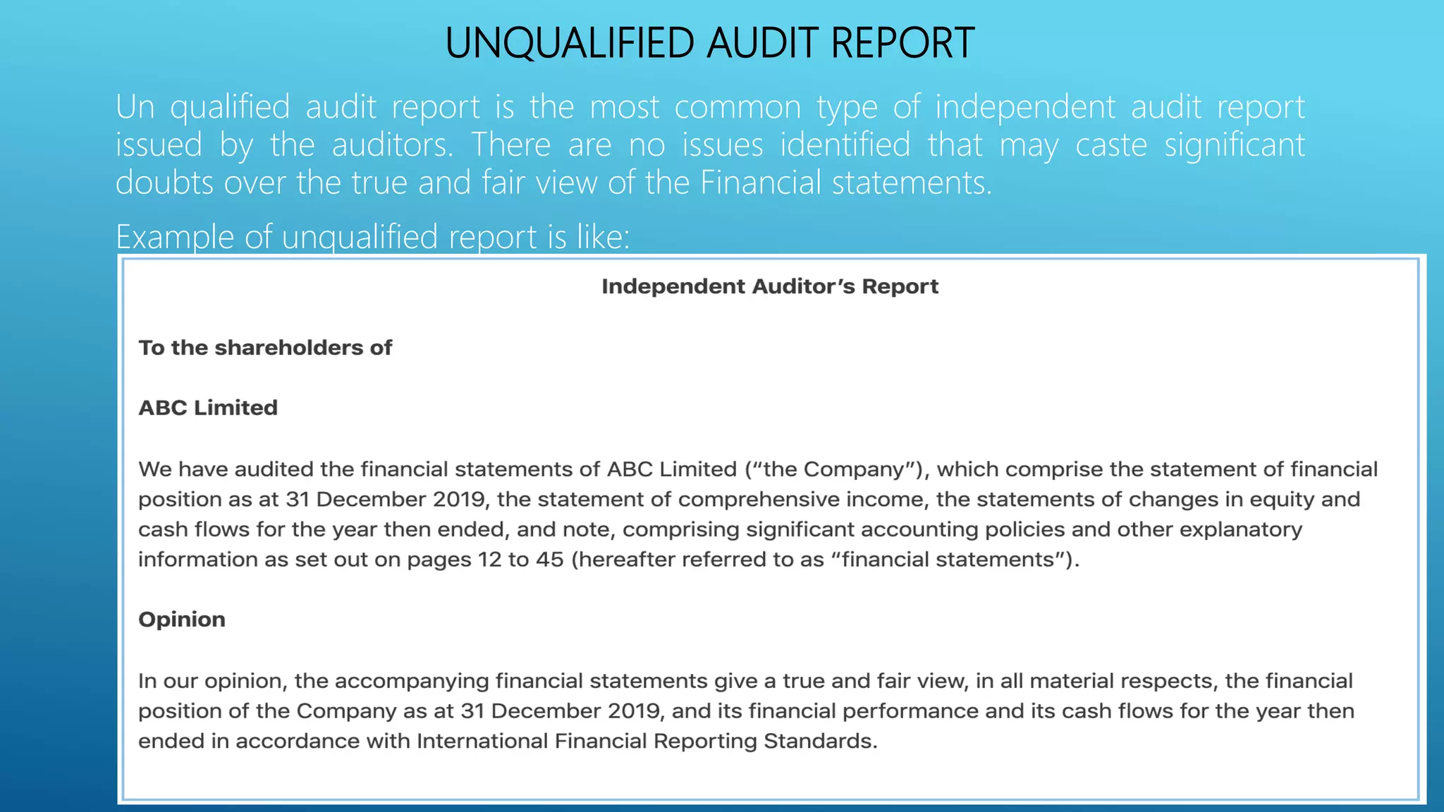 Audit reporting ISA 700 | PPTX
