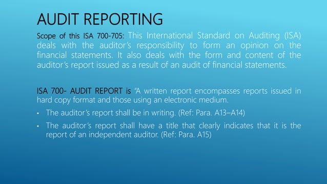 Audit reporting ISA 700 | PPTX