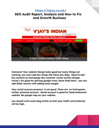 Indepth website Audit report of vjays.co.uk