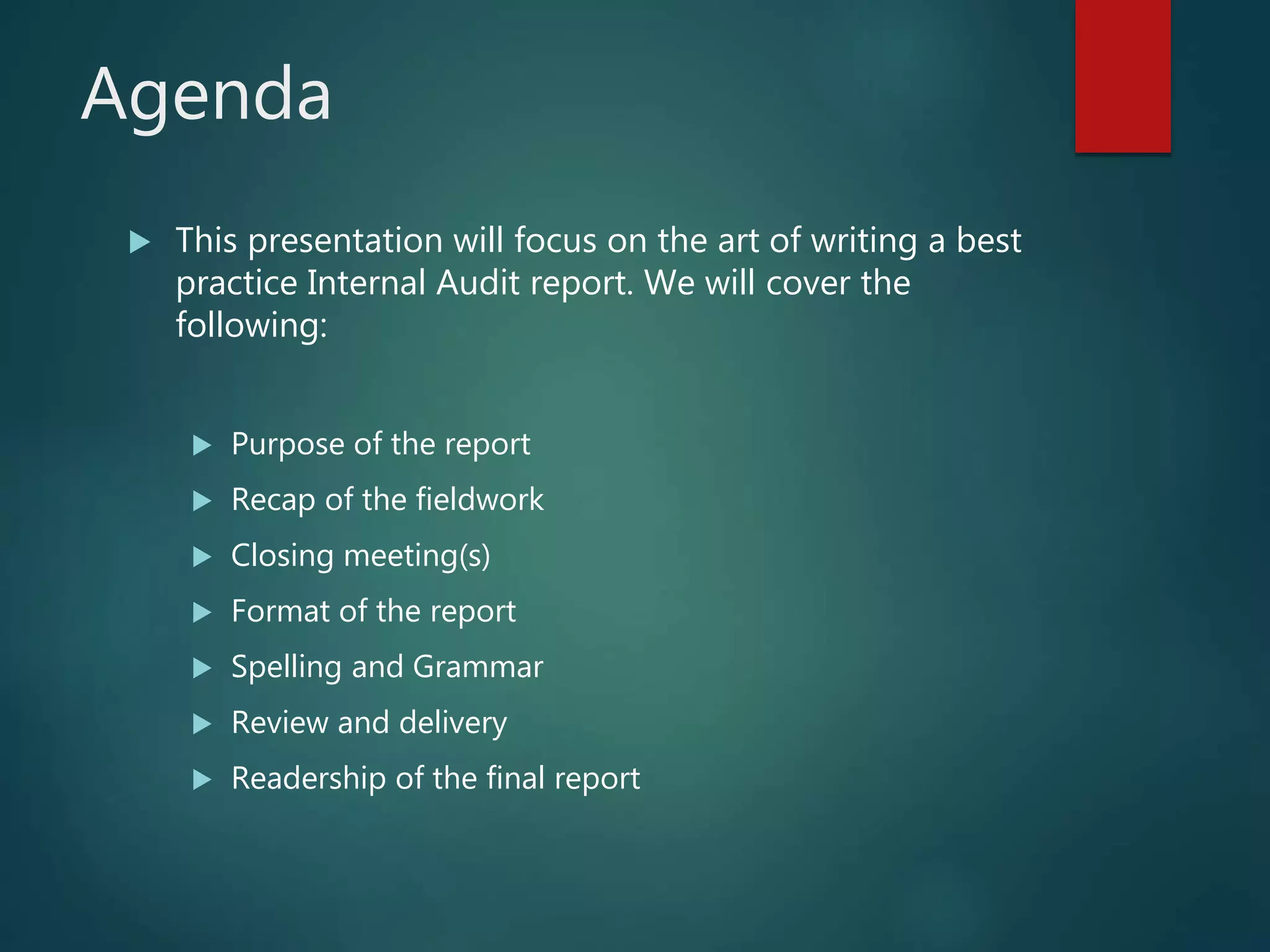 Internal Audit Report Writing Best Practice | PPTX