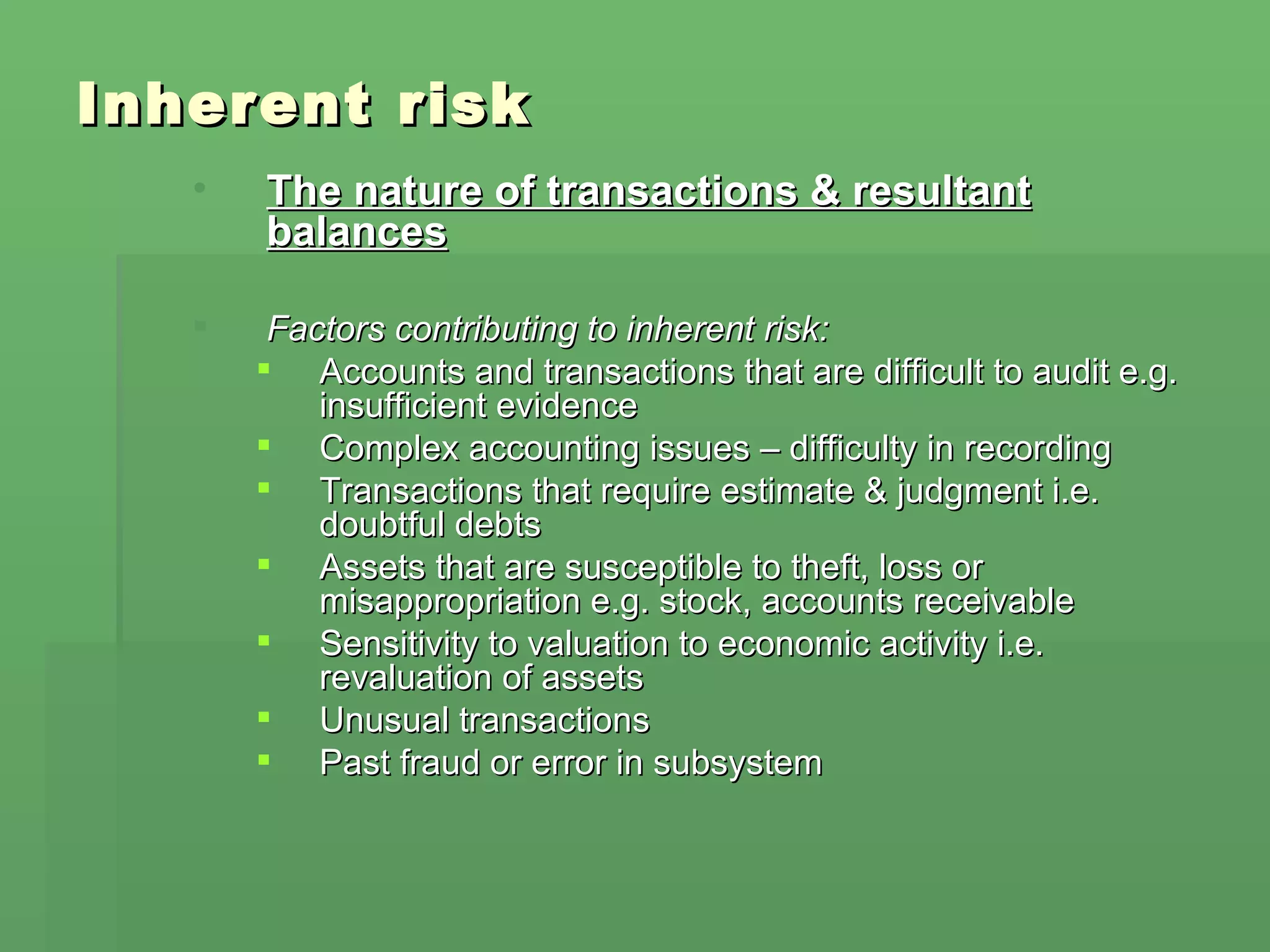 Audit+risk+risk+chapt+7+&+8 | PPT