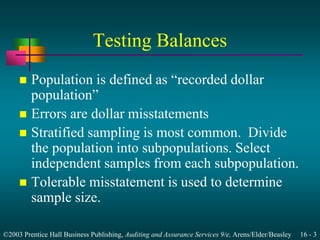 Audit sampling for tests of details of balances | PPT