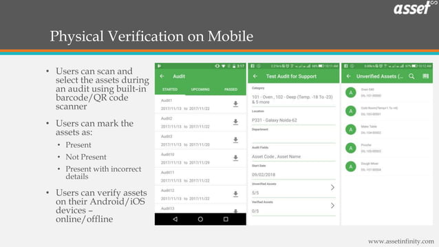 Audits and Physical Verifications - Asset Infinity.pptx | Personal Finance