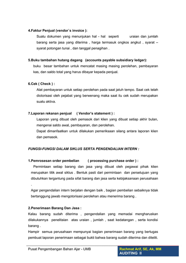 Audit siklus pembayaran | DOC