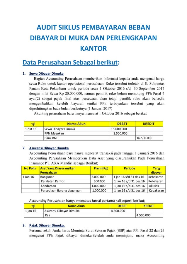 Audit siklus pembayaran beban dibayar di muka | PDF