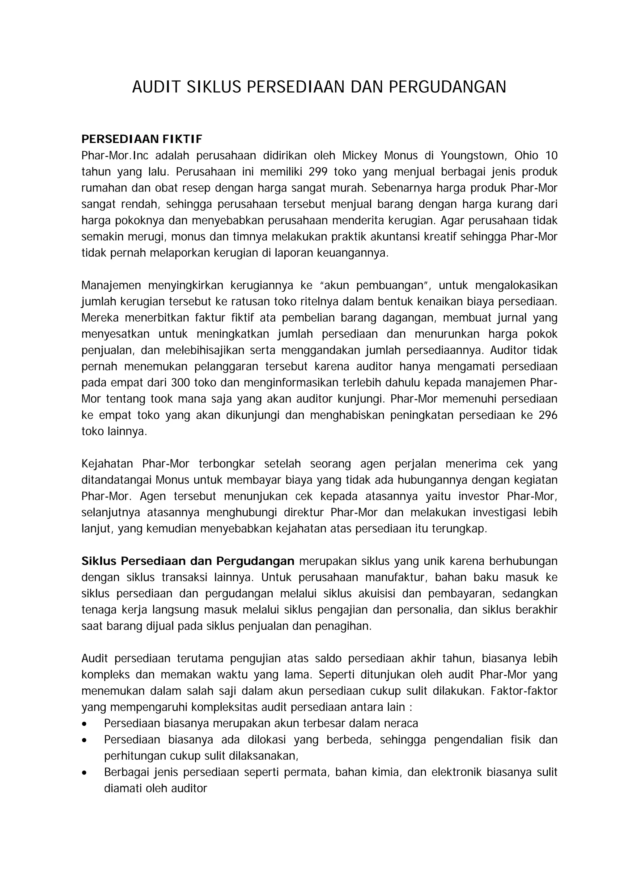 AUDIT SIKLUS PERSEDIAAN DAN PERGUDANGAN | PDF