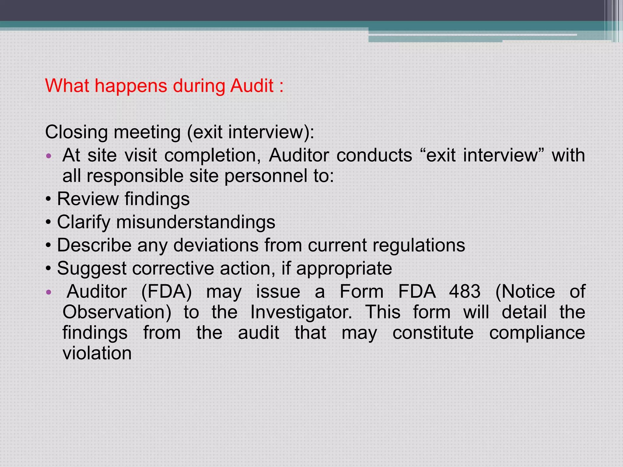 Audits & Inspections in Clinical Research | PPTX