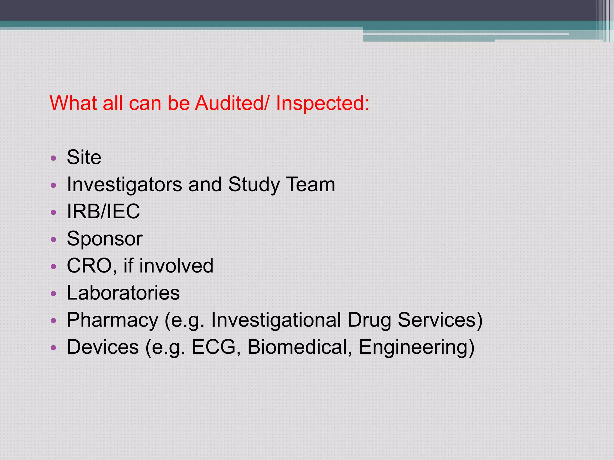 Audits & Inspections in Clinical Research | PPTX