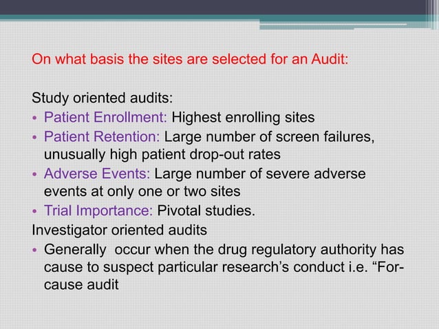 Audits & Inspections in Clinical Research | PPTX | Business | Business and Finance