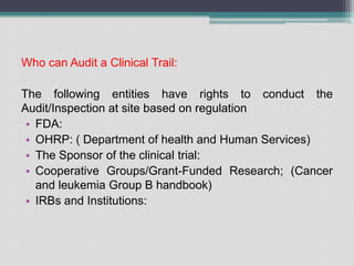 Audits & Inspections in Clinical Research | PPTX