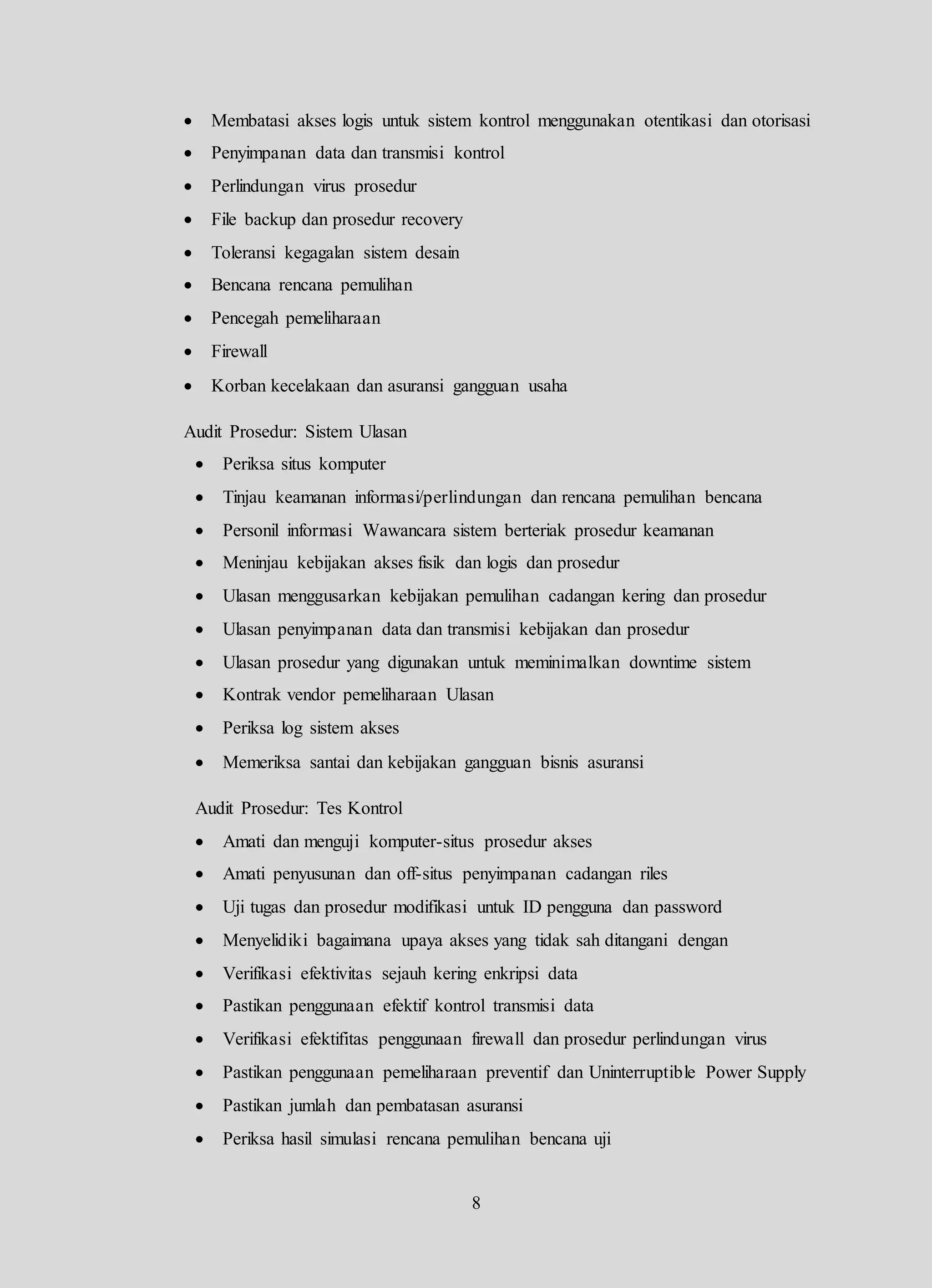 Audit sistem informasi | DOC