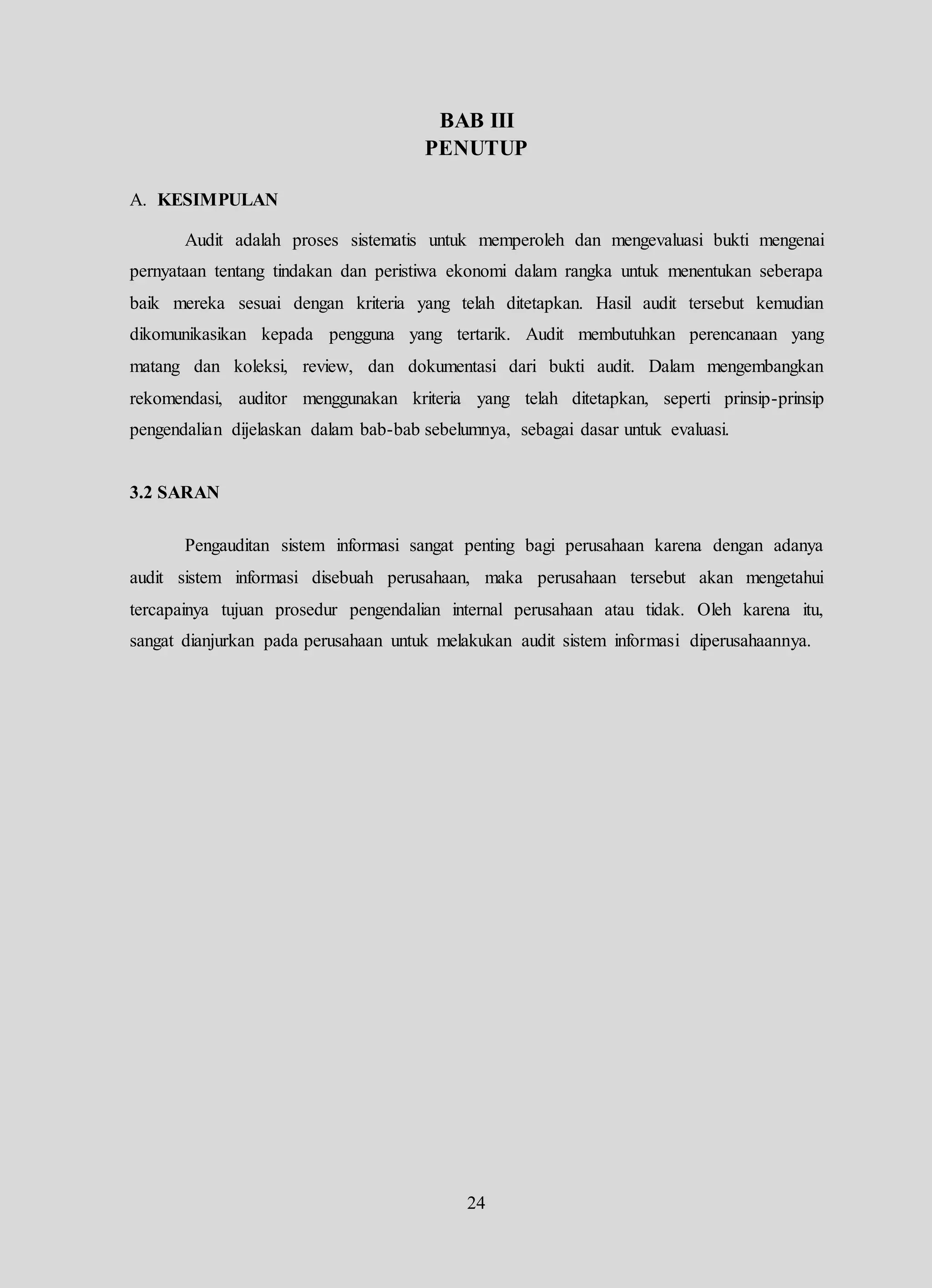 Audit sistem informasi | DOC