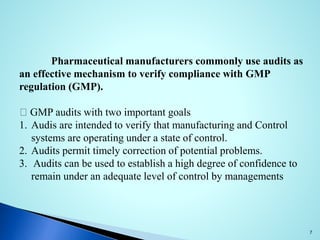 Audits in pharma industries | PPTX