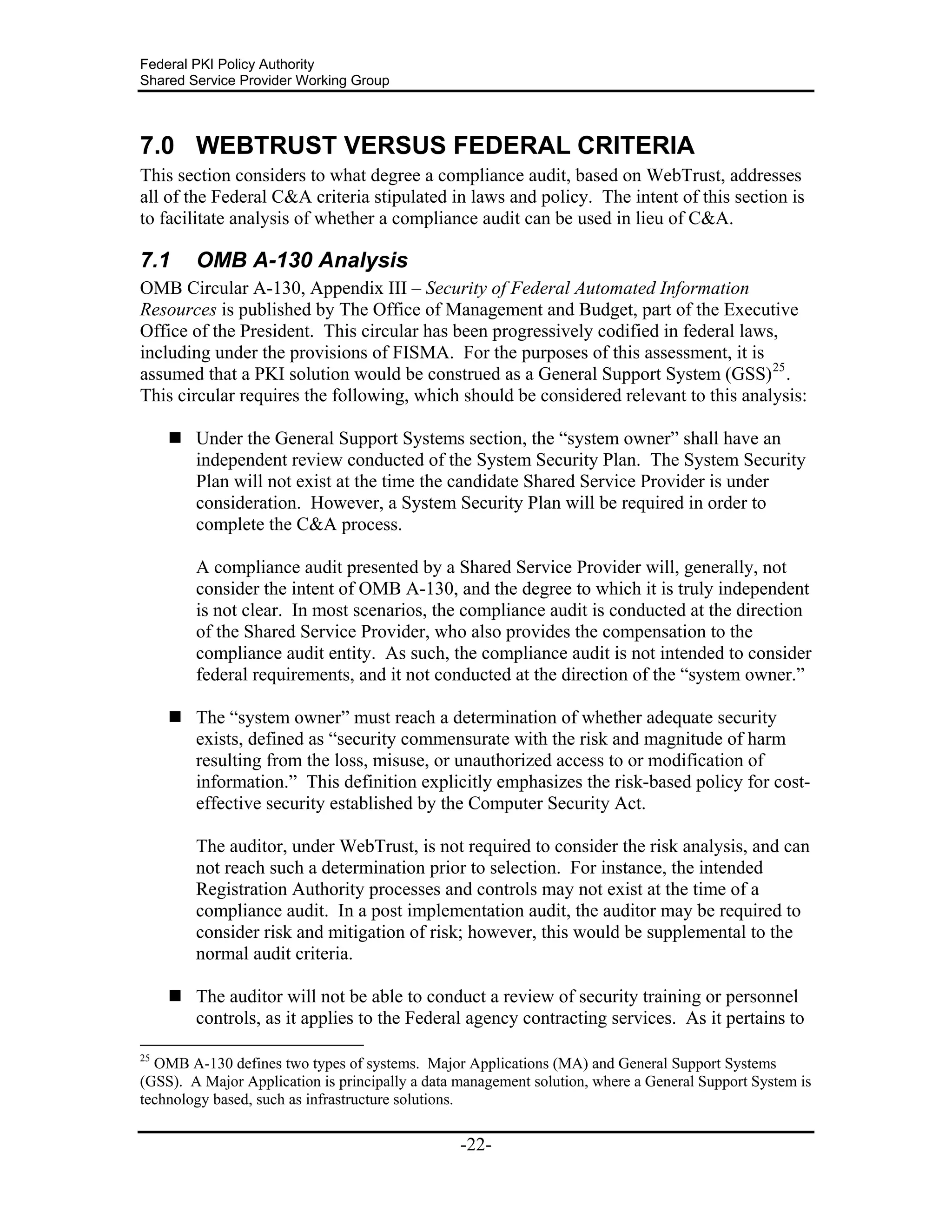 Audit standards for Federal PKI Certification Authorities using PKI ...