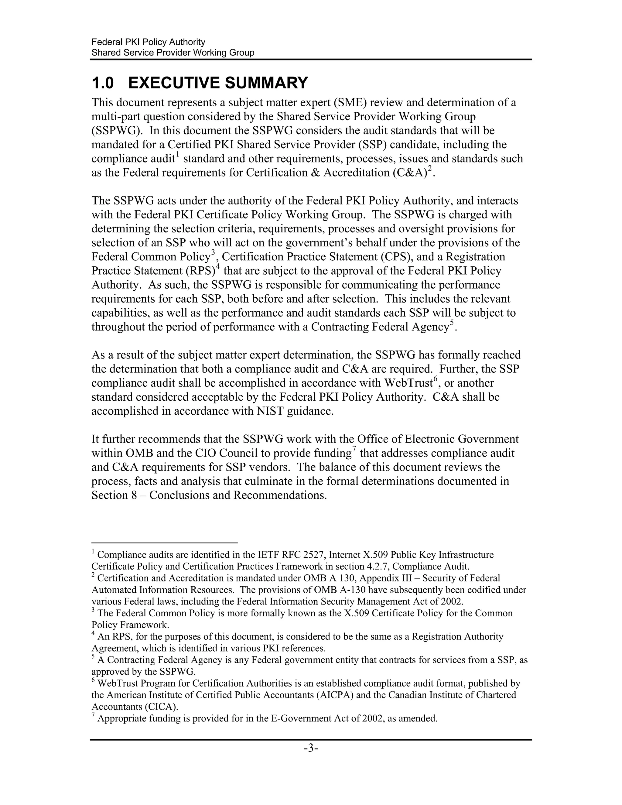 Audit standards for Federal PKI Certification Authorities using PKI ...