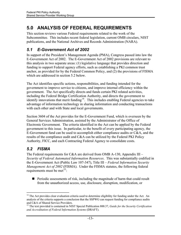 Audit standards for Federal PKI Certification Authorities using PKI ...