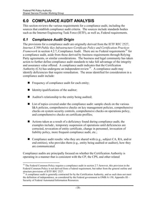 Audit standards for Federal PKI Certification Authorities using PKI ...