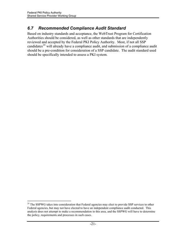 Audit standards for Federal PKI Certification Authorities using PKI ...