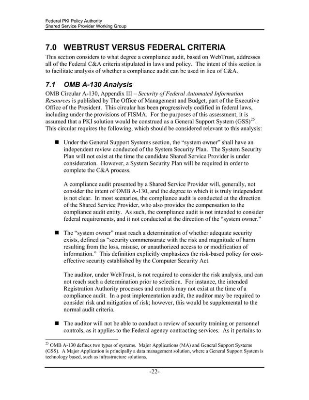 Audit standards for Federal PKI Certification Authorities using PKI ...