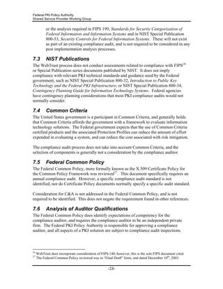 Audit standards for Federal PKI Certification Authorities using PKI ...