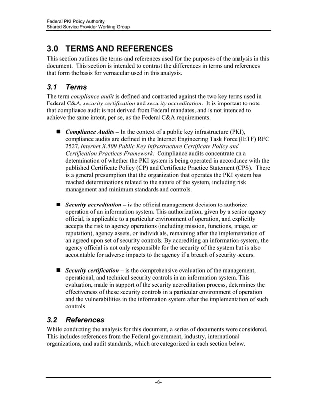 Audit standards for Federal PKI Certification Authorities using PKI ...