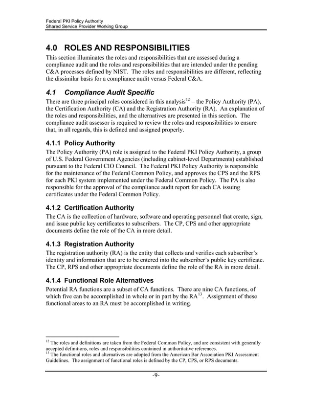 Audit standards for Federal PKI Certification Authorities using PKI ...