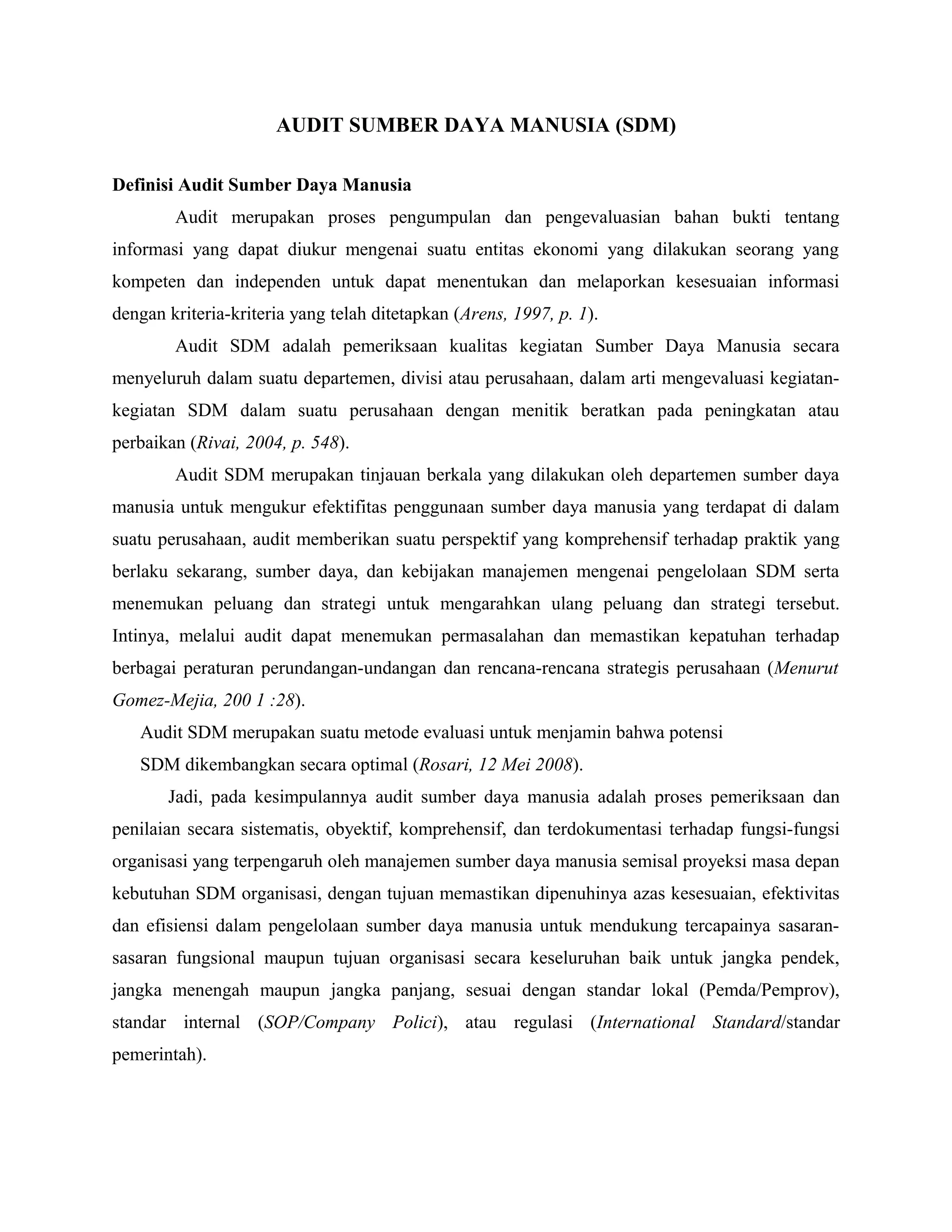 Audit sumber daya manusia | PDF