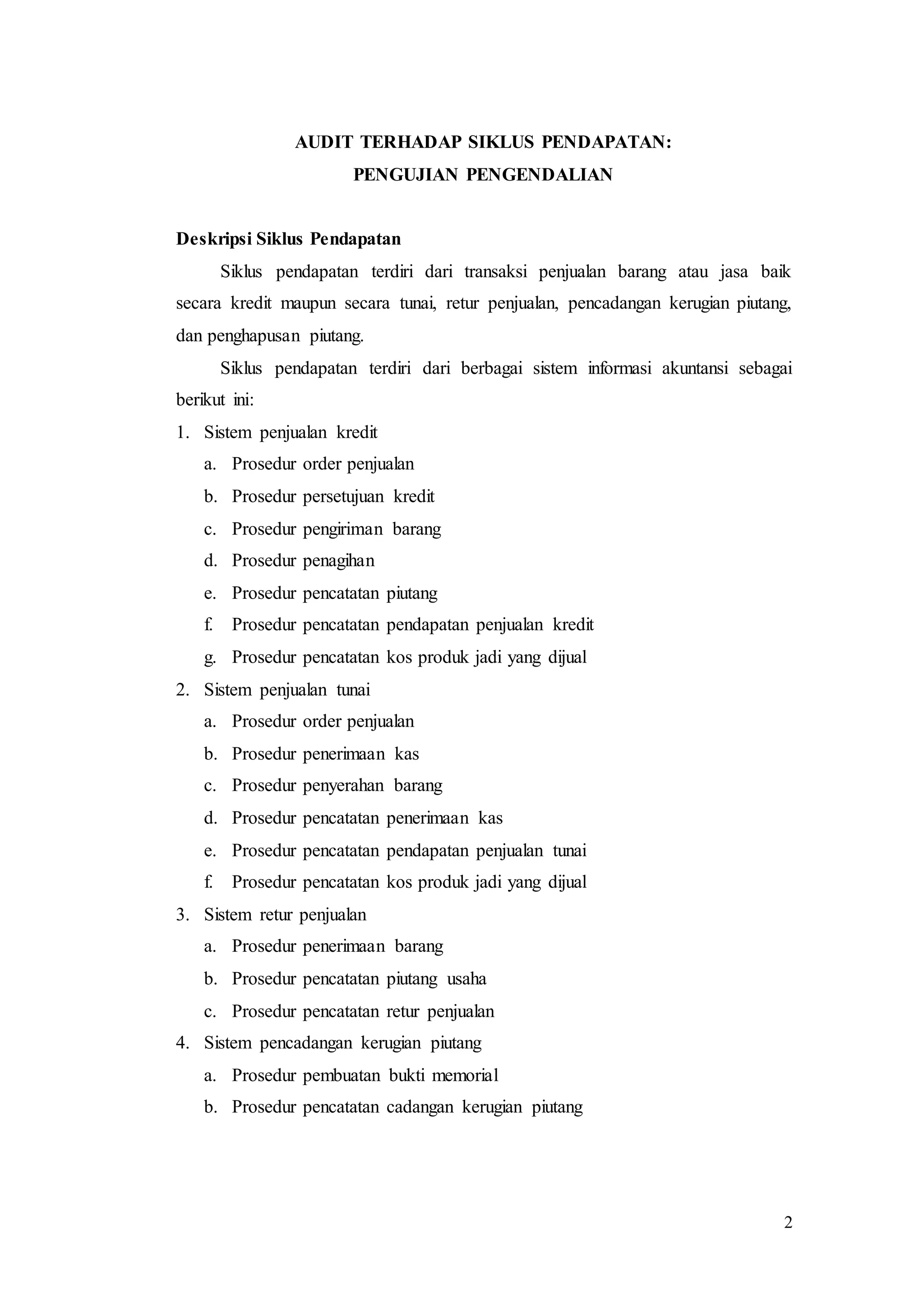 Audit terhadap siklus pendapatan | PDF