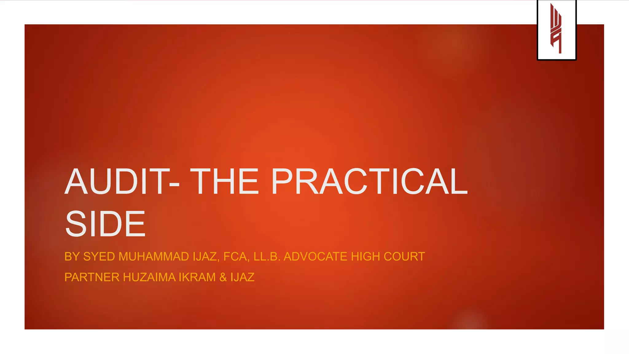 Audit the practical side | PPT