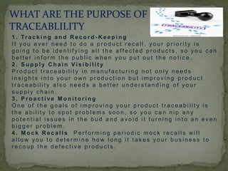 AUDIT TRAIL AND TRACEABLILTY OF PRODUCTS | PDF