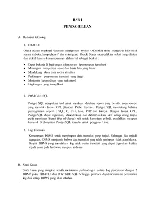 Audit Trail Comparison Oracle & PostgreSQL | DOCX