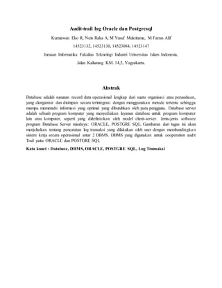 Audit trail oracle & postgre sql comparison | PDF