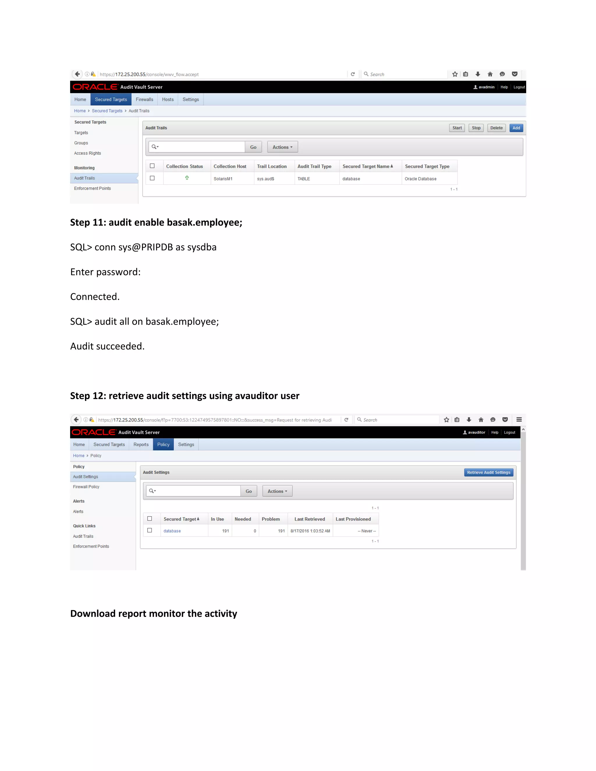 Oracle Audit vault | DOC