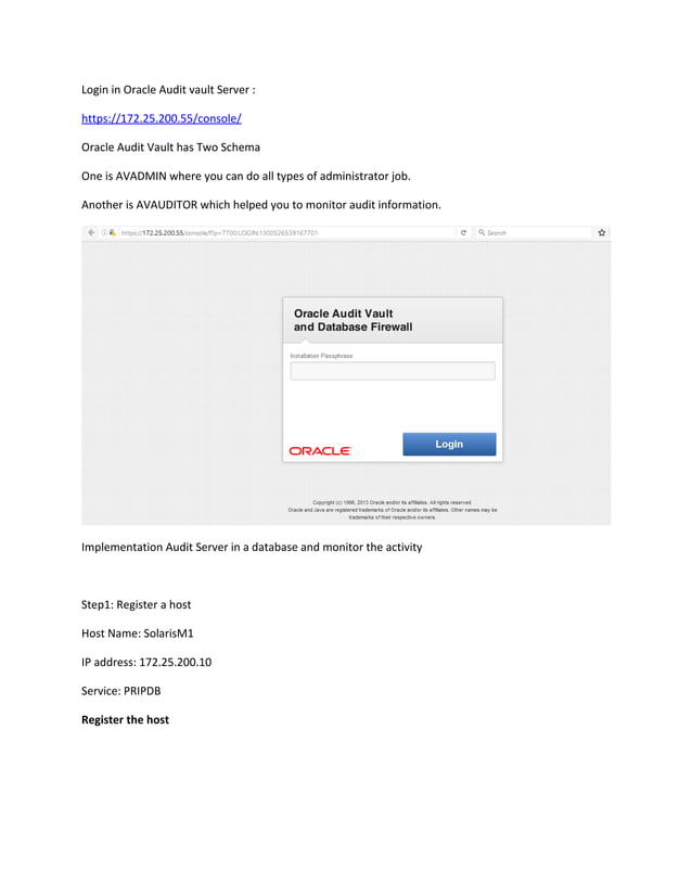 Oracle Audit vault | DOC