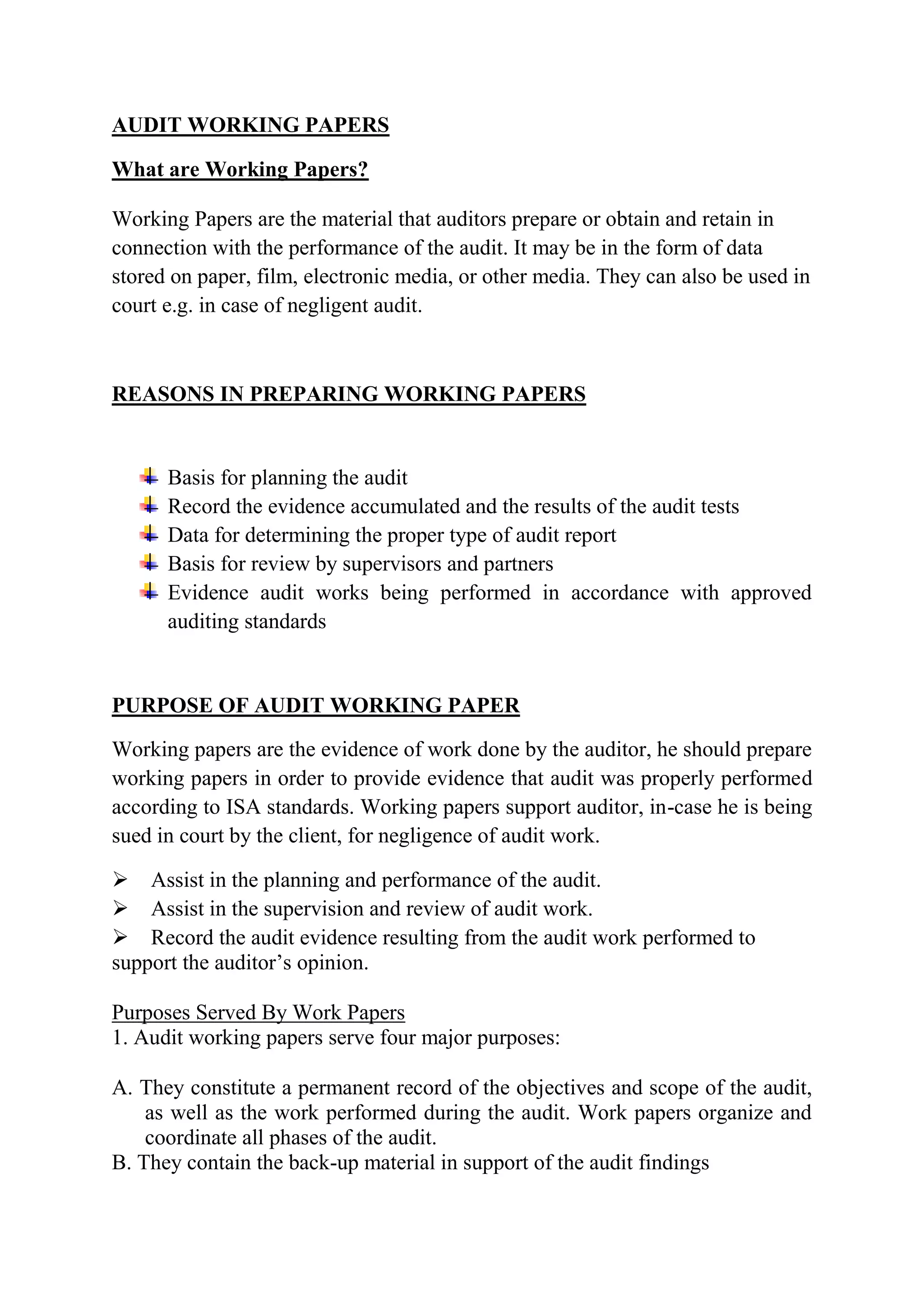 Audit working papers | DOCX