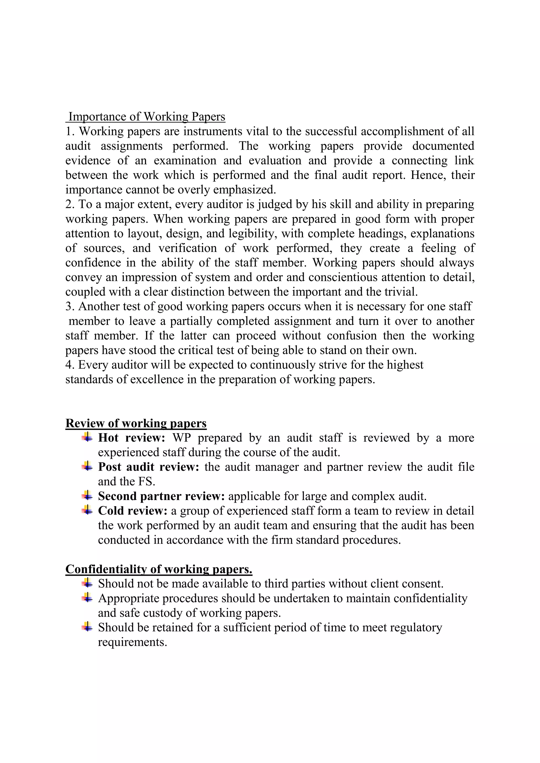 Audit working papers | DOCX