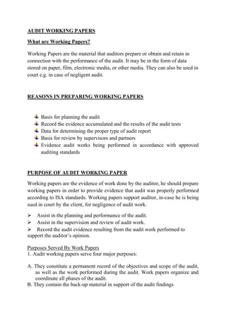 Audit working papers | DOCX