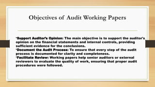 AUDIT WORKING PAPERS-PURPOSE,CONTENT,OBJECTIVES | PPTX