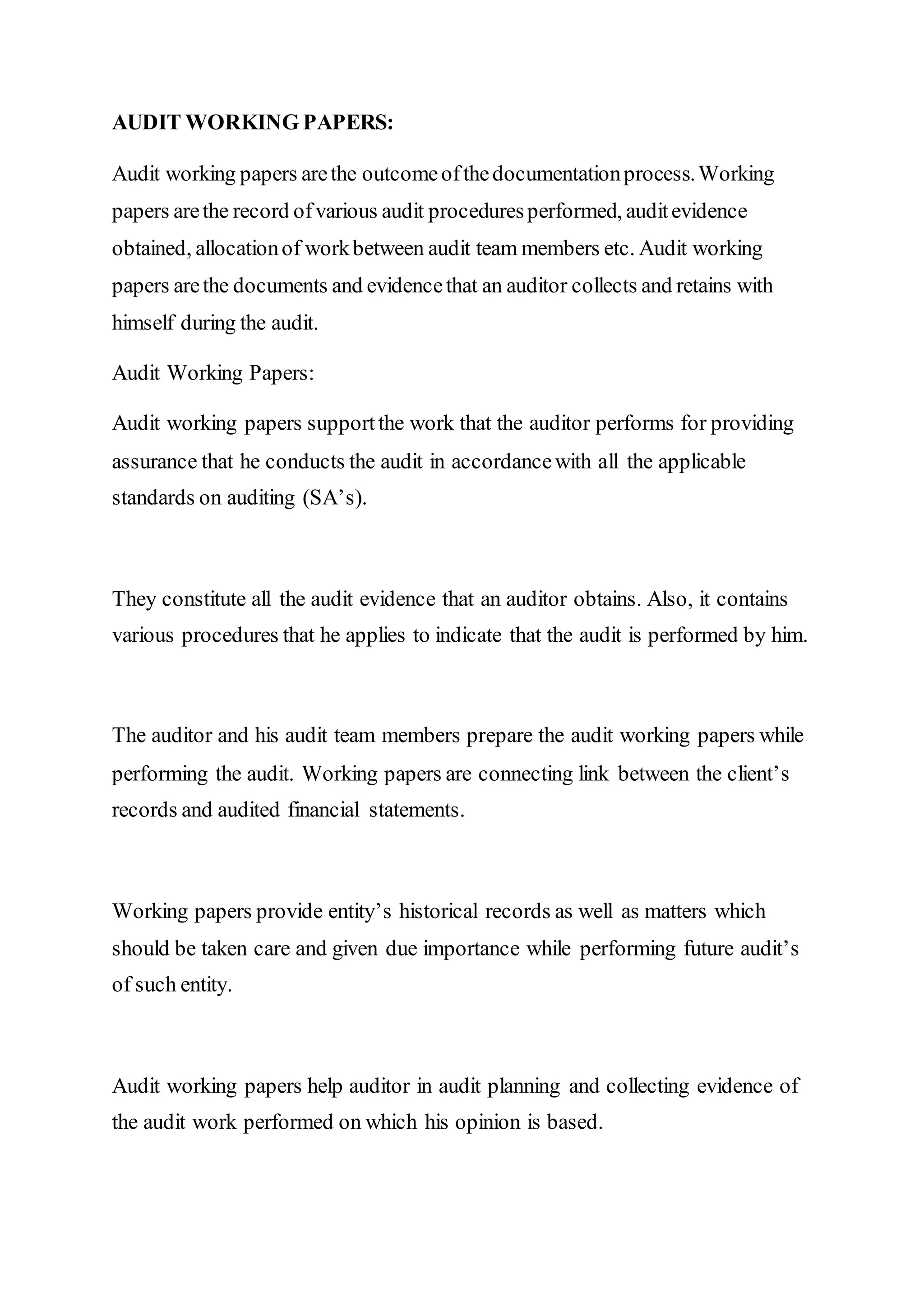 AUDIT WORKING PAPERS -OWNERSHIP AND CUSTODY-PPT | DOCX