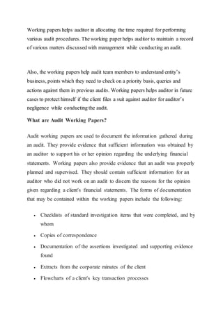 AUDIT WORKING PAPERS -OWNERSHIP AND CUSTODY-PPT | DOCX