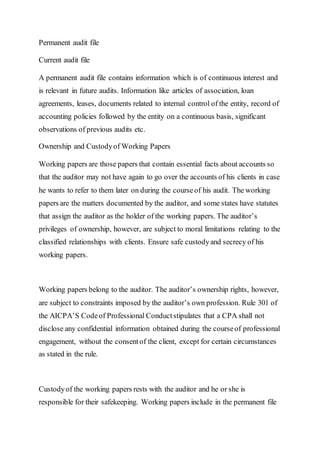 AUDIT WORKING PAPERS -OWNERSHIP AND CUSTODY-PPT | DOCX