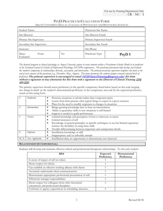Aud practicum & internship evaluation forms psy d | PDF