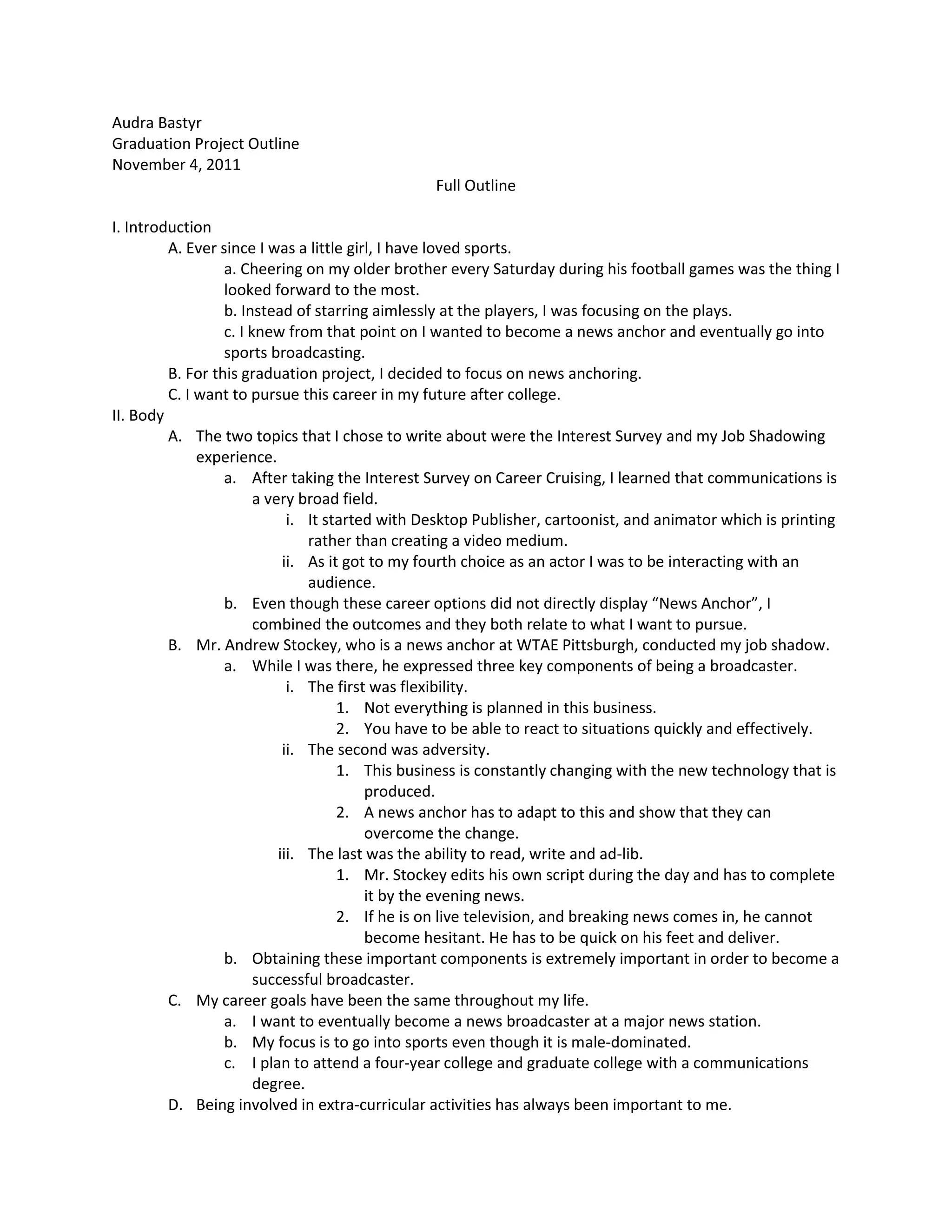 Audra's outline | PDF
