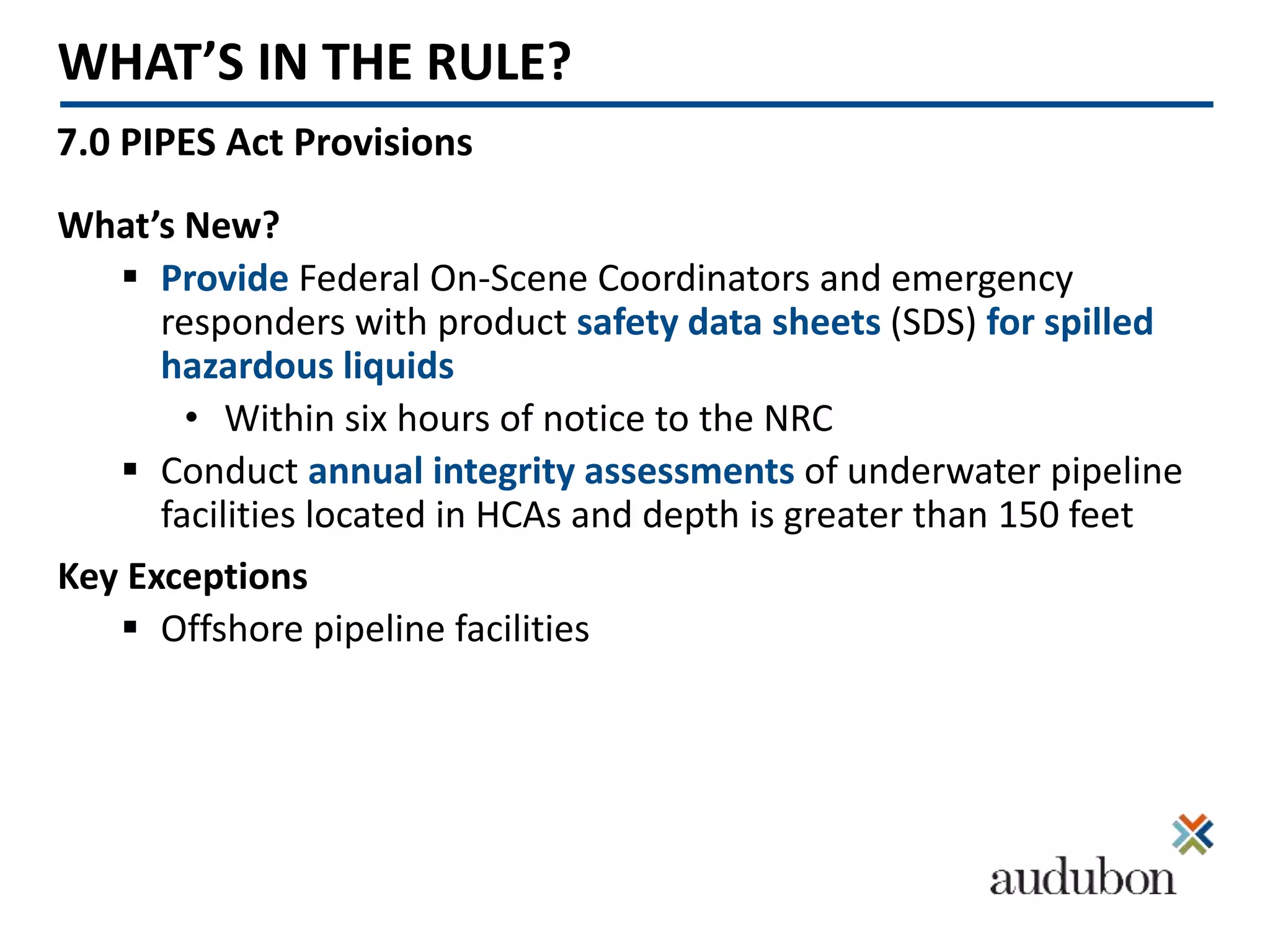 Presentation Slides: PHMSA Final Rule (Part 1) for Hazardous Liquid ...