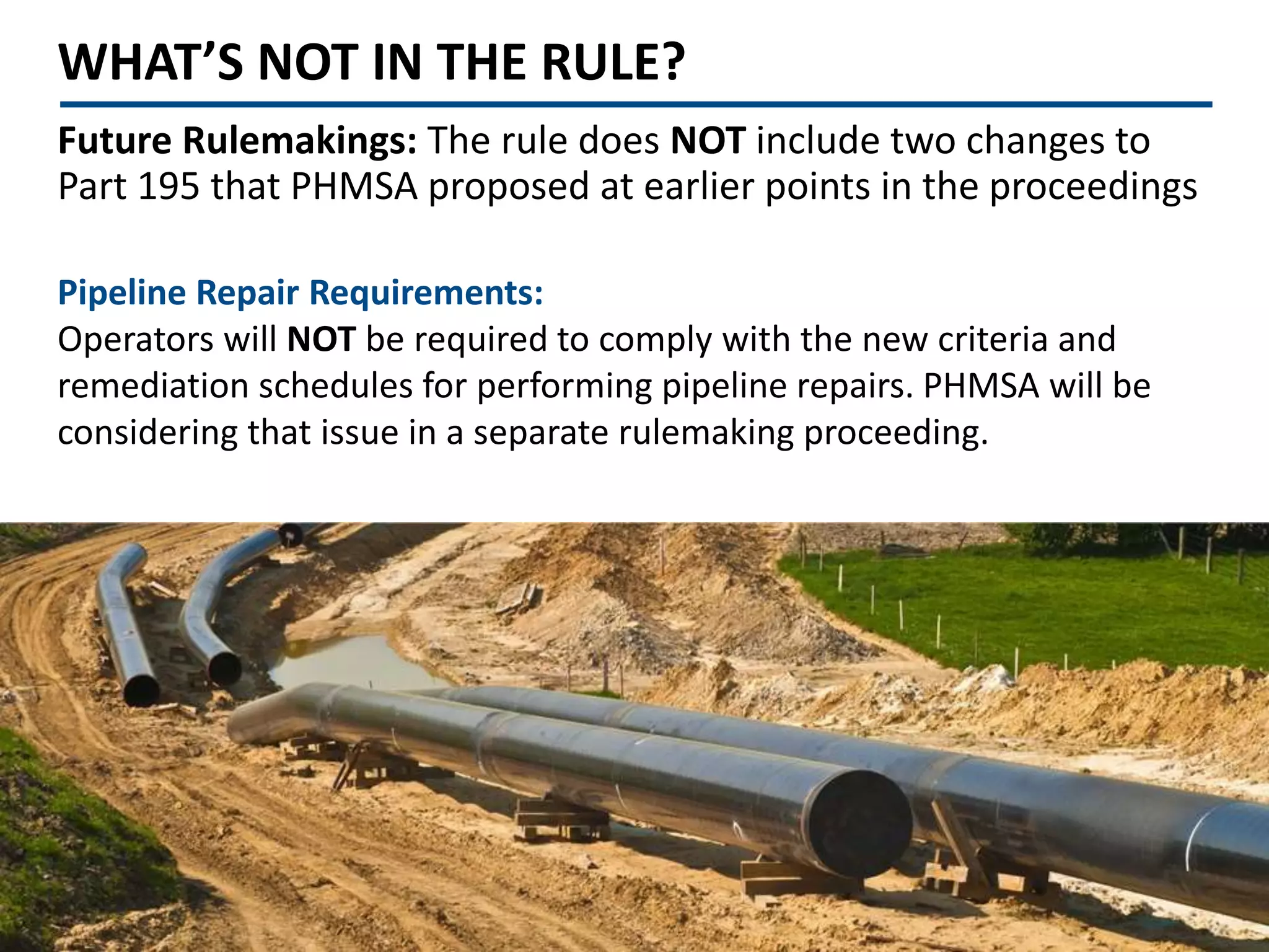 Presentation Slides: PHMSA Final Rule (Part 1) for Hazardous Liquid ...