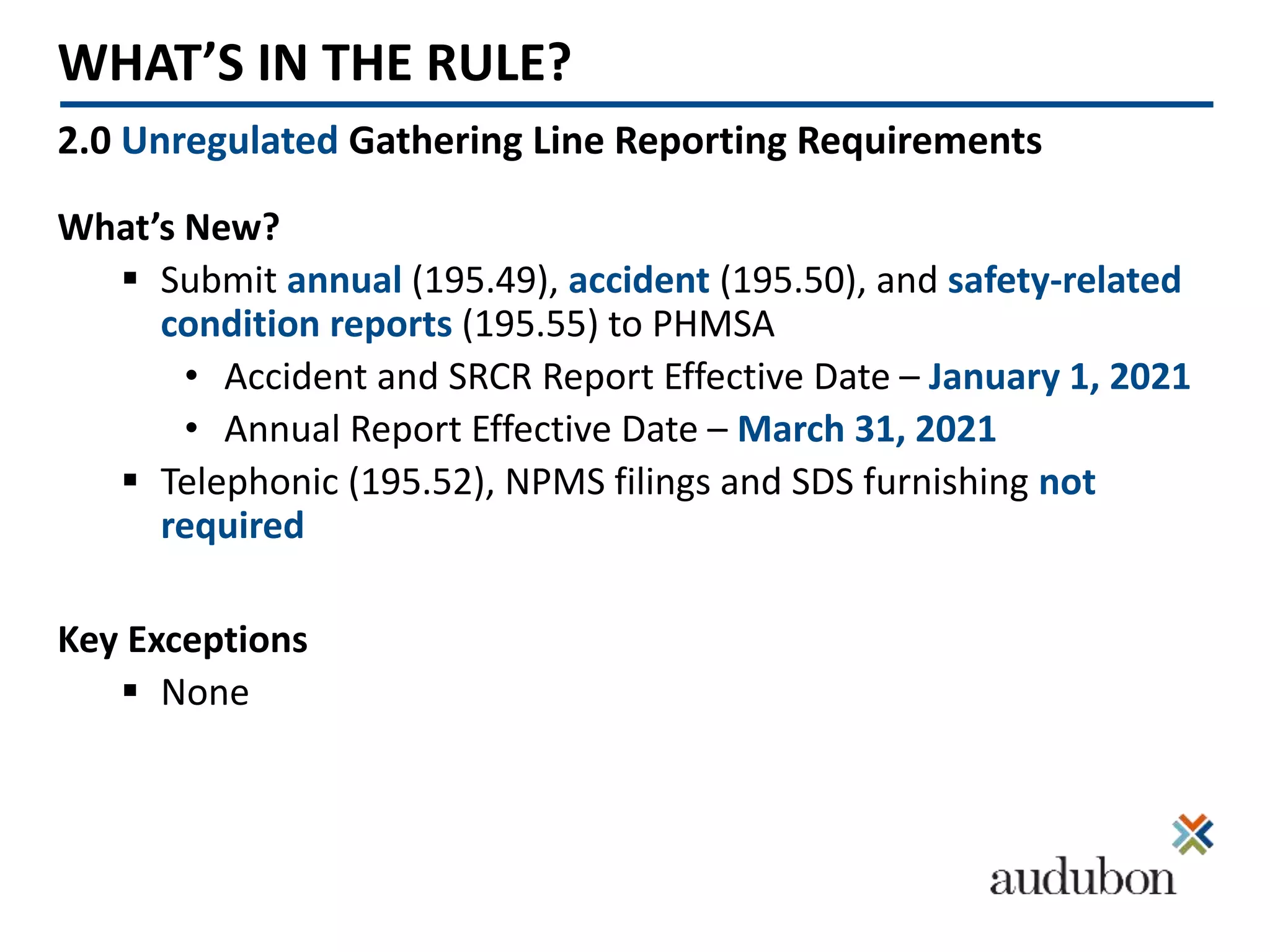 Presentation Slides: PHMSA Final Rule (Part 1) for Hazardous Liquid ...